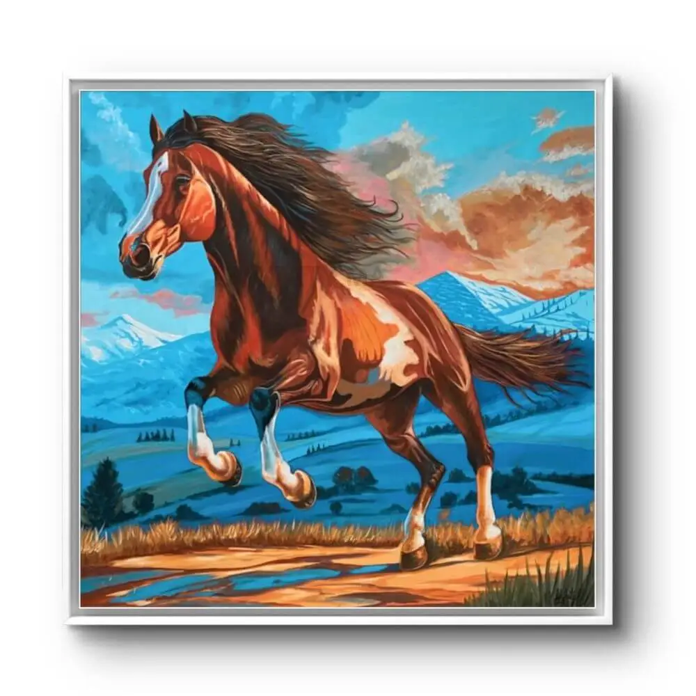 Tableau Cheval 001Huile sur Toile100x100cm – Law7aty.ma - Encadrement ...